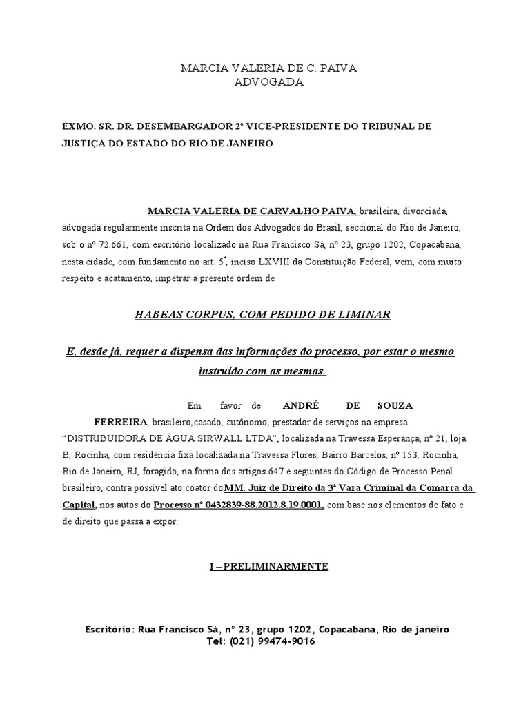 Habeas Corpus | PDF | Governo | Justiça Habeas Corpus | PDF | Governo | Justiça