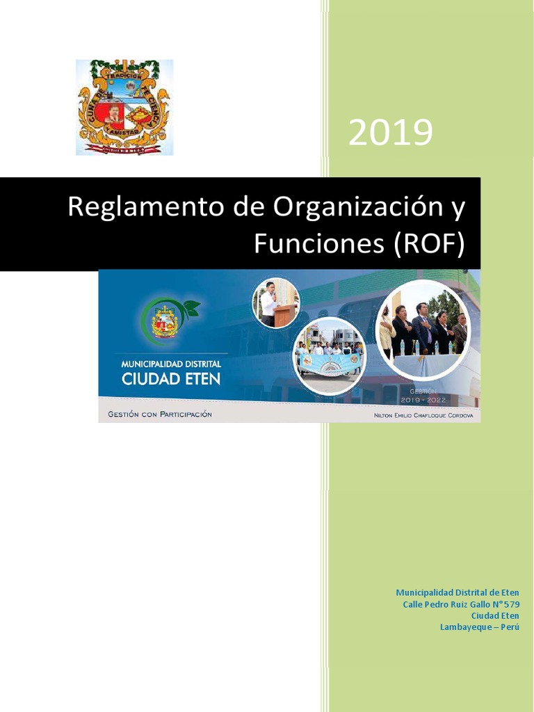 Reglamento de Organización y Funciones (ROF) | Descargar gratis PDF | Alcalde | Gobierno local