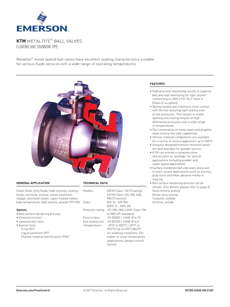 Data Sheets Metaltite Metal Seated Ball Valves Data Sheet KTM en en ...