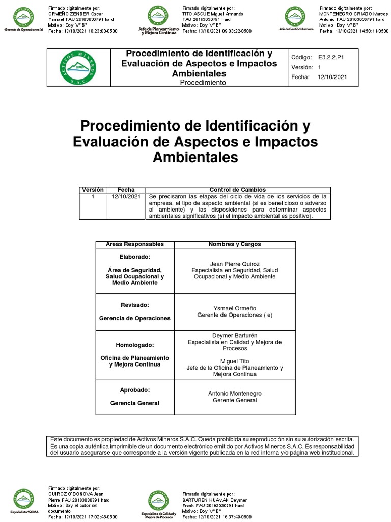 E3.2.2.P1 Procedimiento de Identificacion y Evaluacion de Aspectos e ...