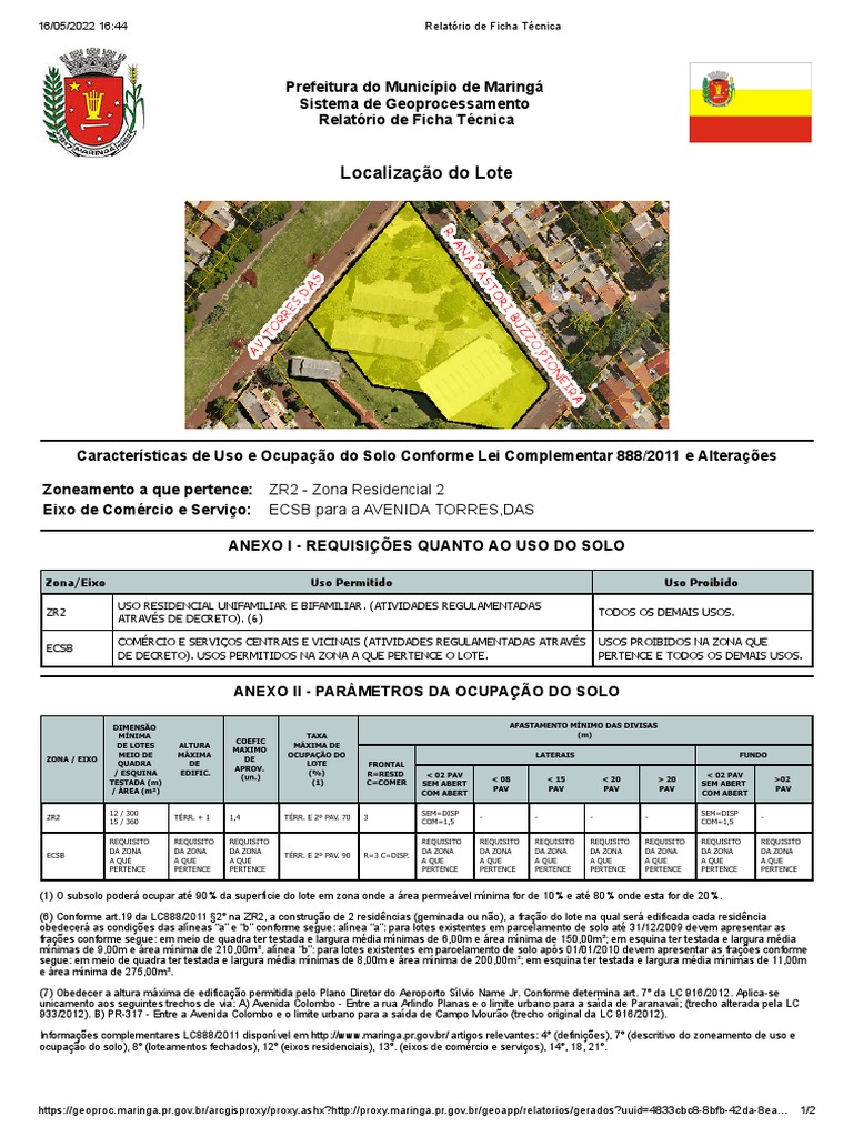 Zoneamento e Uso do Solo em Maringá | PDF