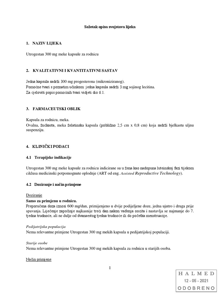 Utrogestan 300 MG SMPC | PDF