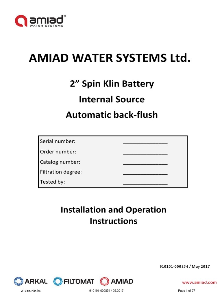 2 Spin Klin Ind IOM EN | PDF | Valve | Filtration
