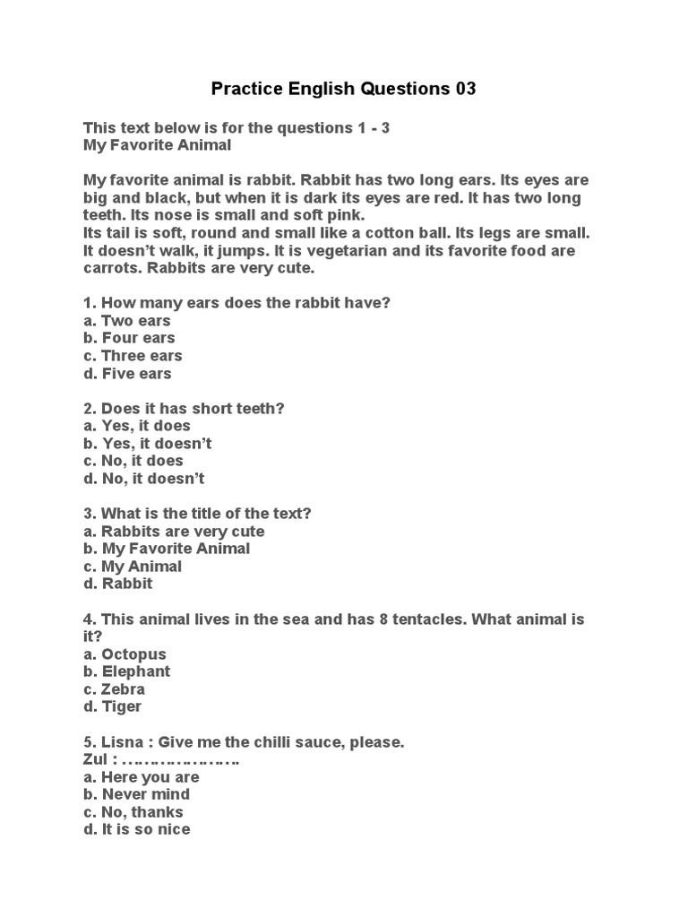 English Practice Questions & Texts | PDF | Home & Garden