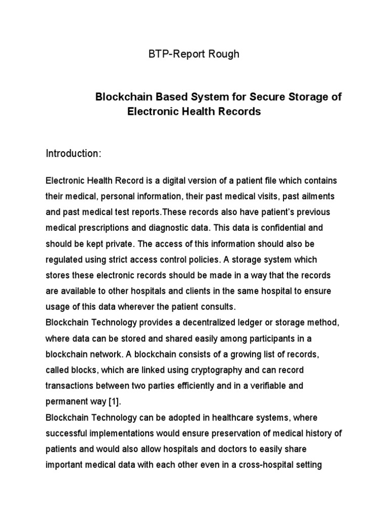 BTP-Report Rough | PDF | Medical Record | Electronic Health Record