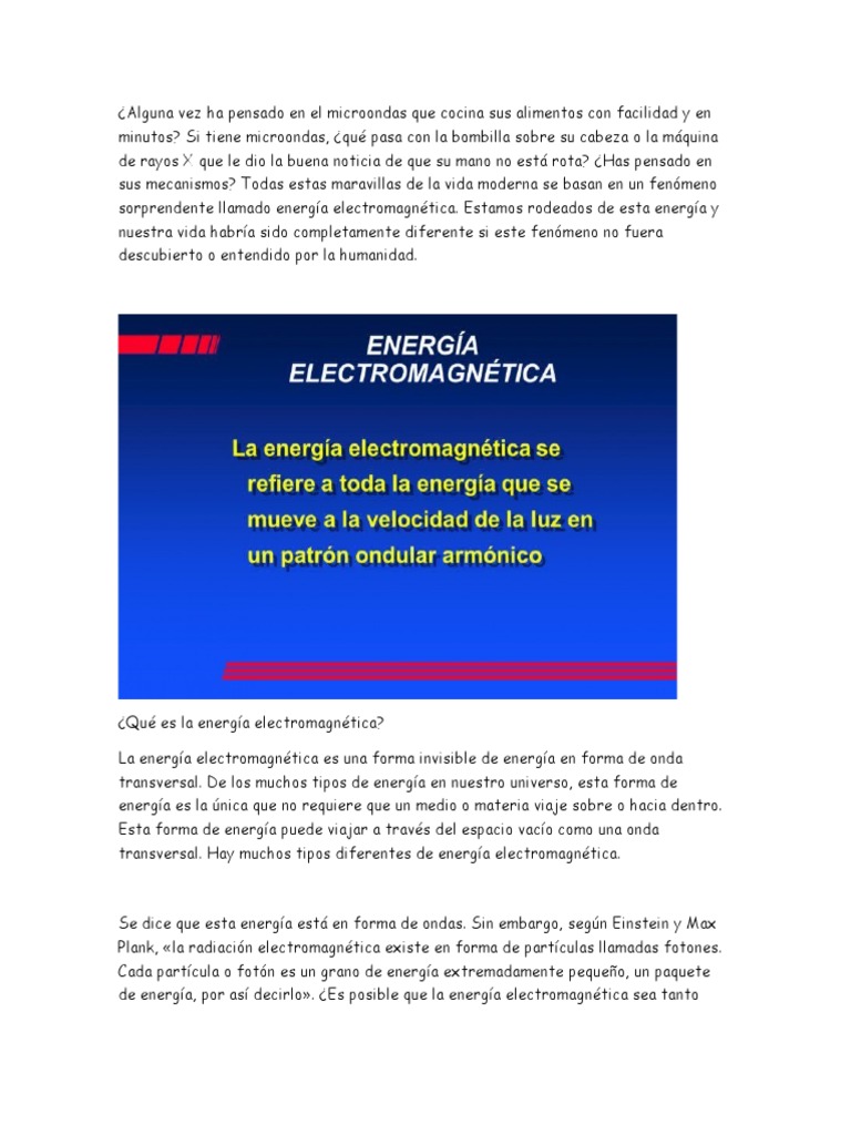 ENERGÍA ELECTROMAG 2 | PDF | Radiación electromagnética | Generador eléctrico