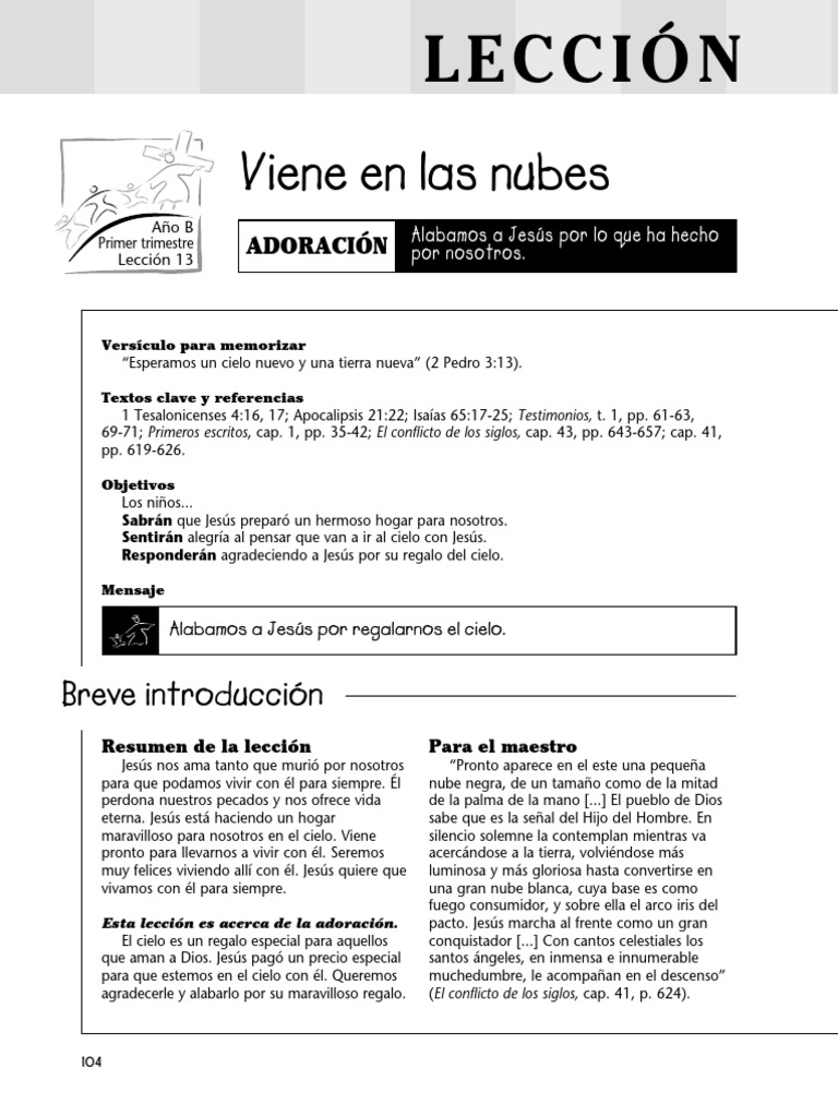 Leccion 13 - Viene en Las Nubes - Vespertino | PDF | Jesús | Oración