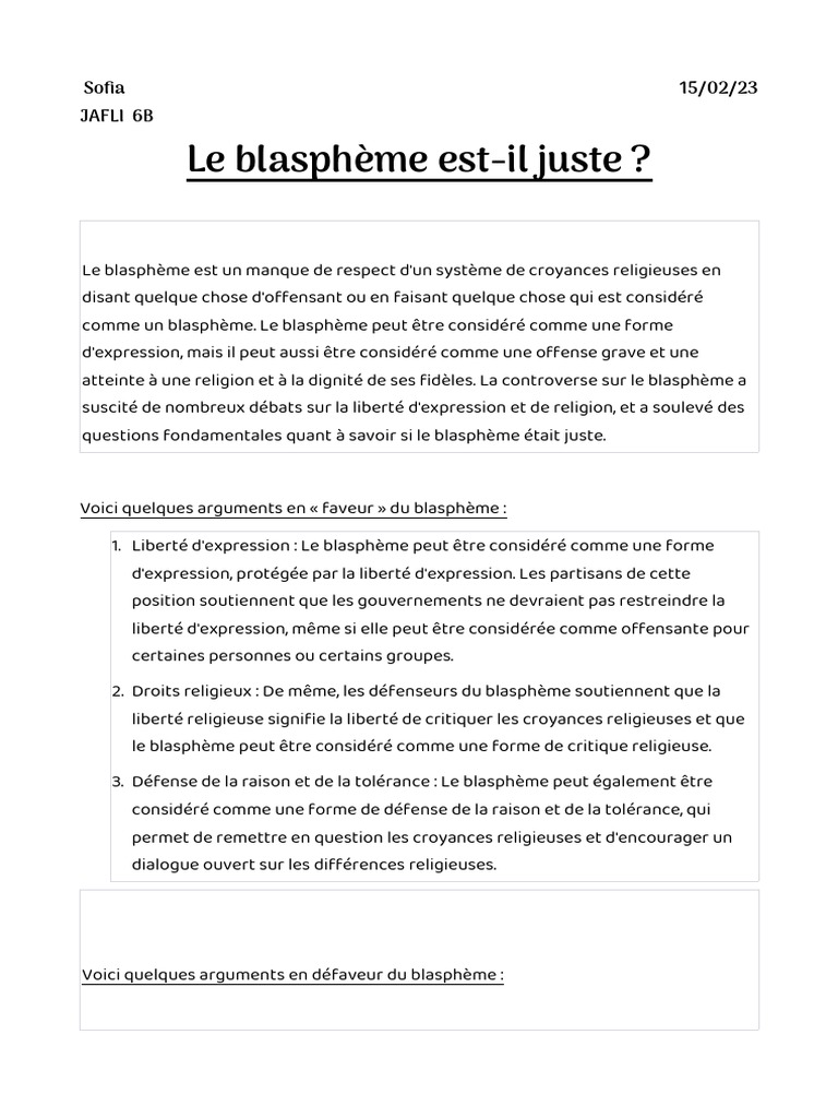 Blasphème : enjeux et débats contemporains | PDF | Blasphème | Liberté ...