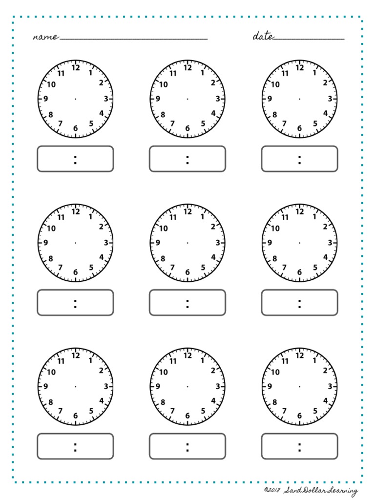 Time Worksheet Blank Clock Montessori | PDF