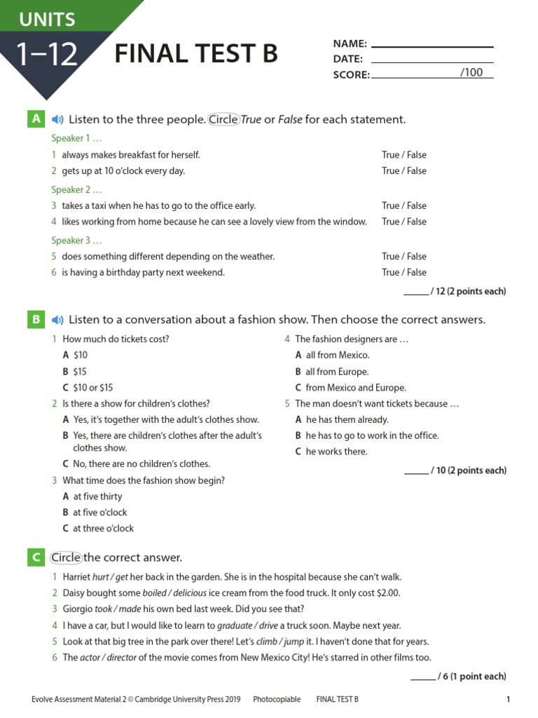 English II - Final Exam | PDF