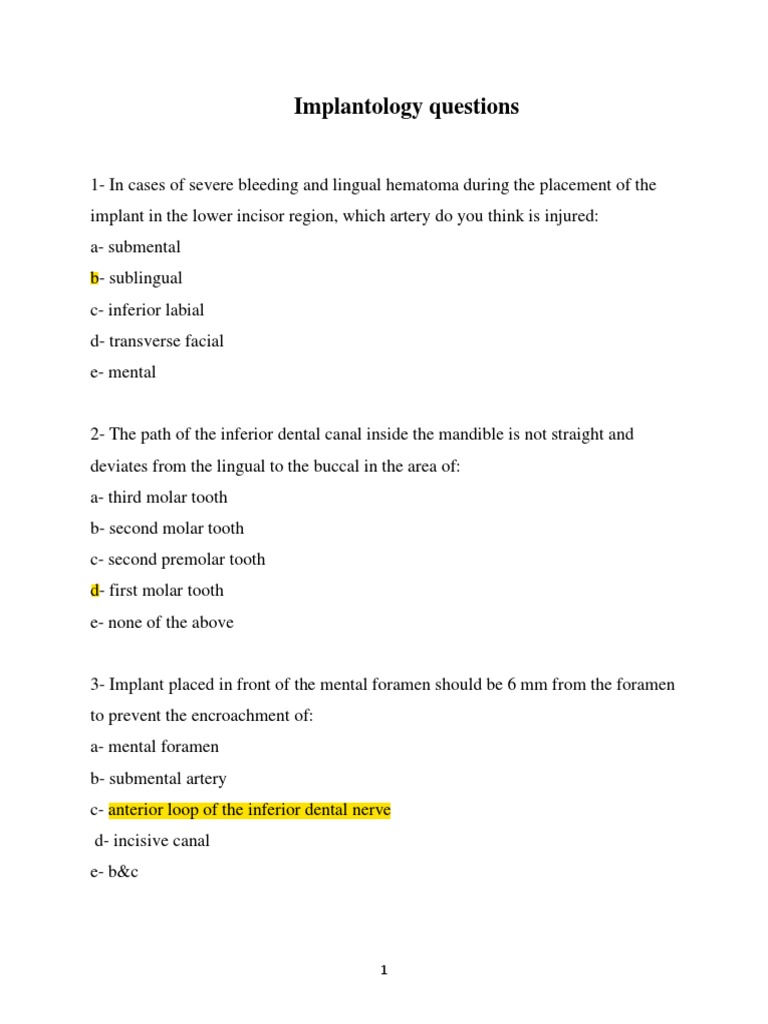 Implantology questions answered | PDF | Dental Implant | Osteoblast