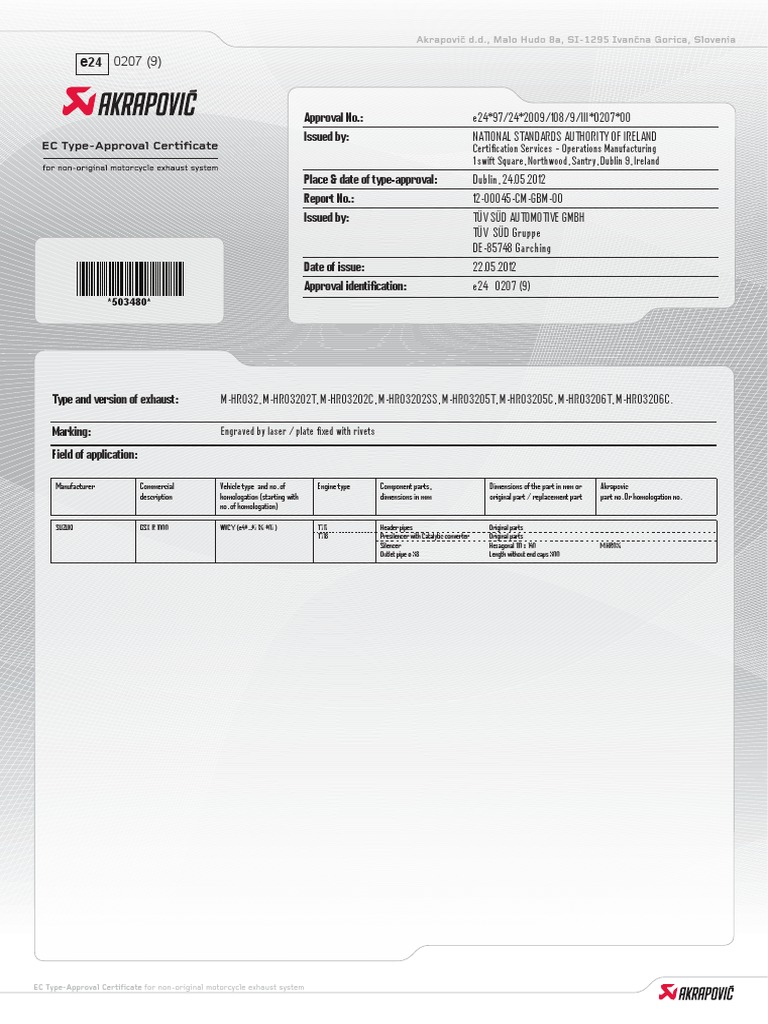 EC Type-Approval Certificate | PDF | Motor Vehicle | Vehicle Technology