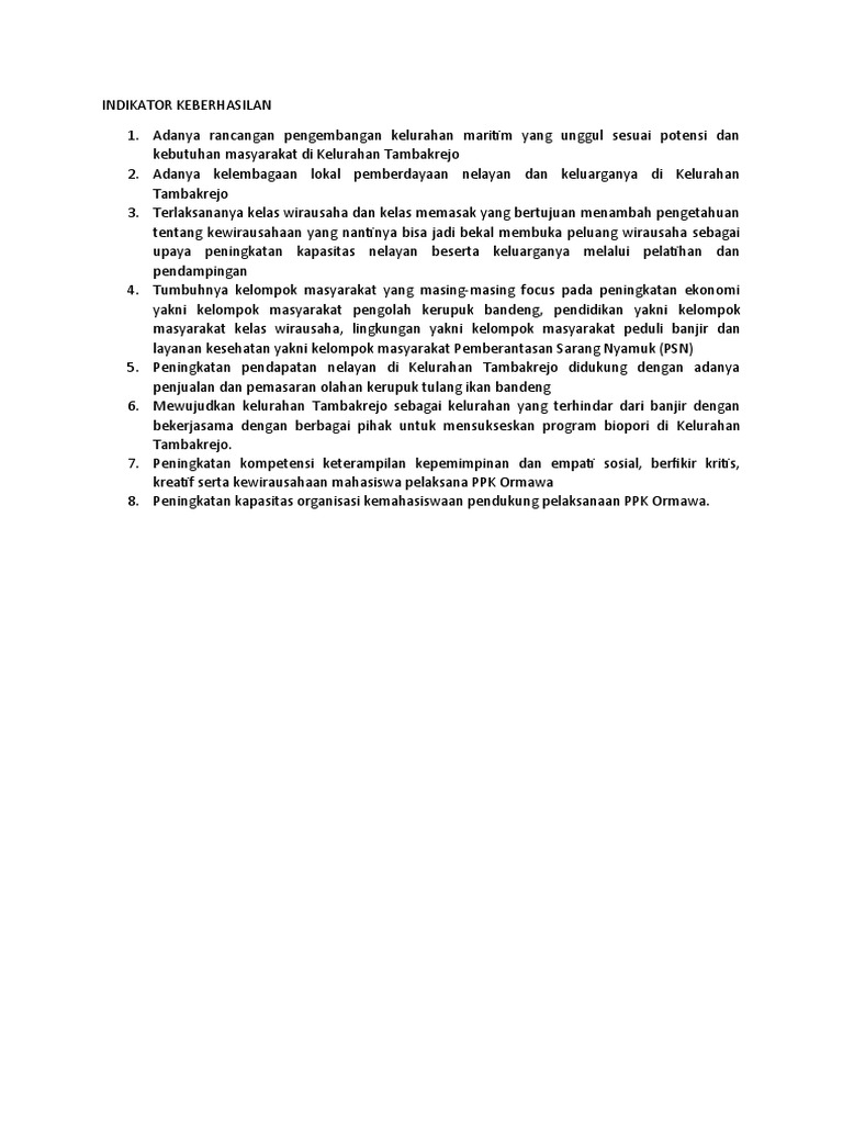 Indikator Keberhasilan | PDF