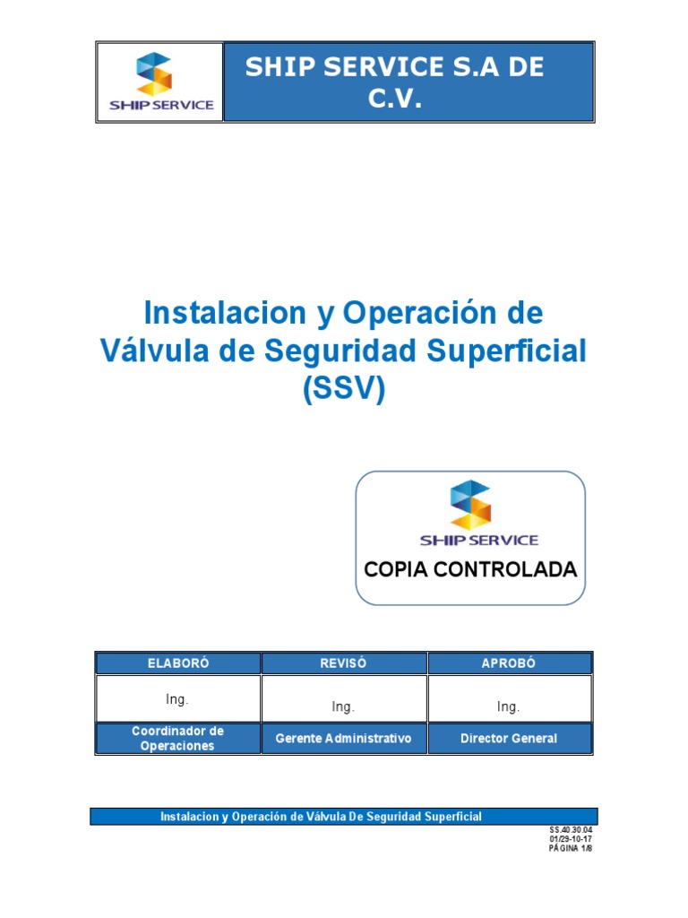 Instalacion y Operación de Válvula de Seguridad Superficial (SSV) | PDF | Ingeniería mecánica ...