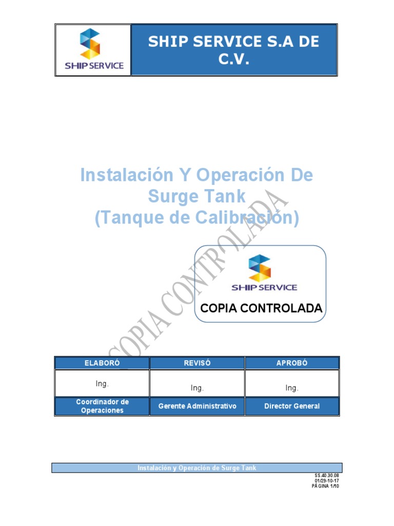 Instalación Y Operación de Surge Tank (Tanque de Calibración) | PDF ...