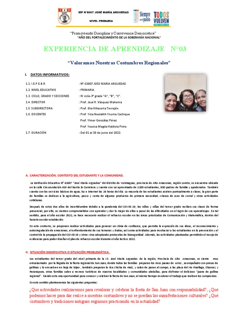 Experiencia de Aprendizaje #03 Jma 2022 | PDF | Evaluación | Aprendizaje