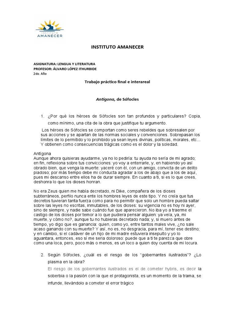 TP Antigona Final Actual | PDF | Tragedia griega