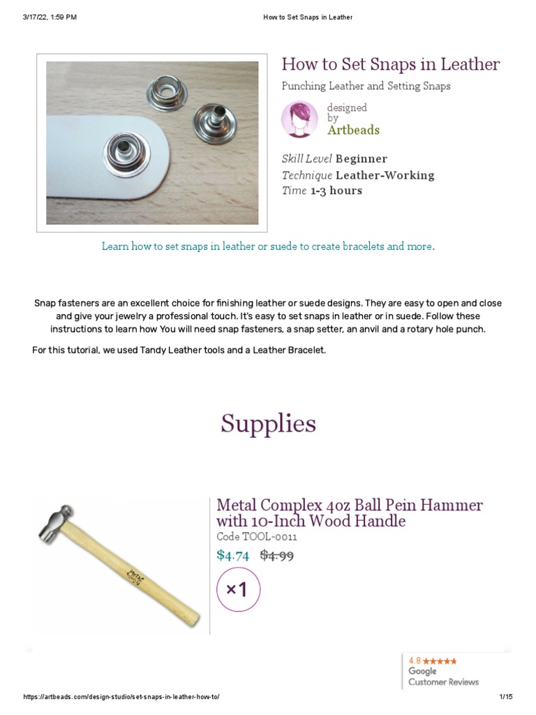 Set Snaps in Leather: Step-by-Step Guide | PDF | Manufactured Goods ...