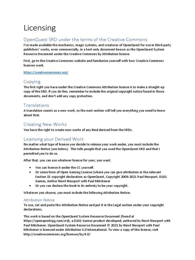 How To Use The OpenQuest SRD | PDF | Computing | Copyright Law