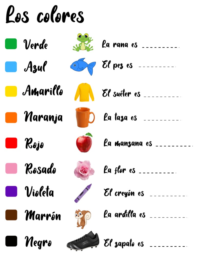 Actividad Colores Español | PDF