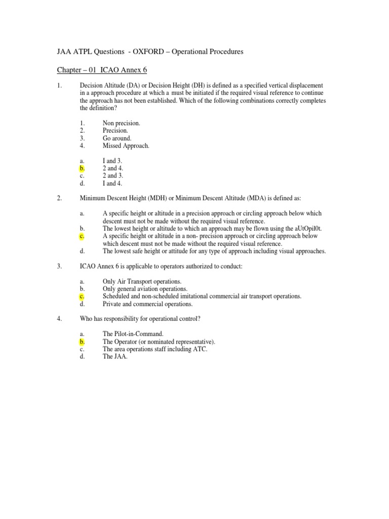 12 - ATPL Questions - Ops Proc | PDF | Instrument Flight Rules | Flight ...
