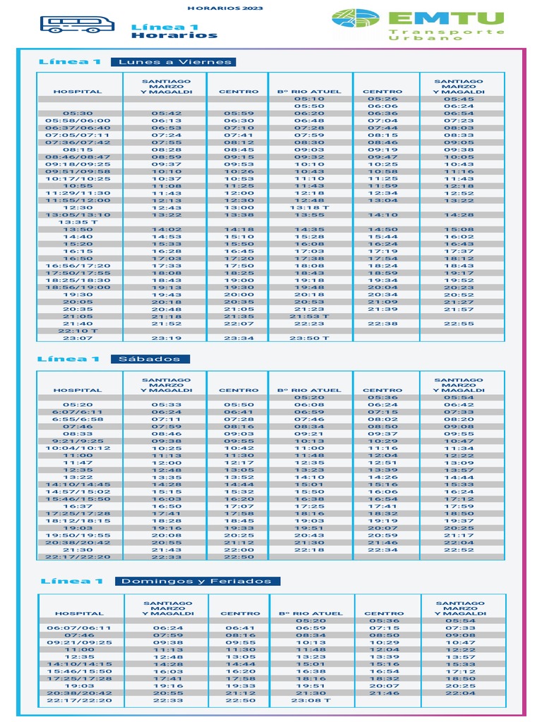 Horarios EMTU 2023 | PDF