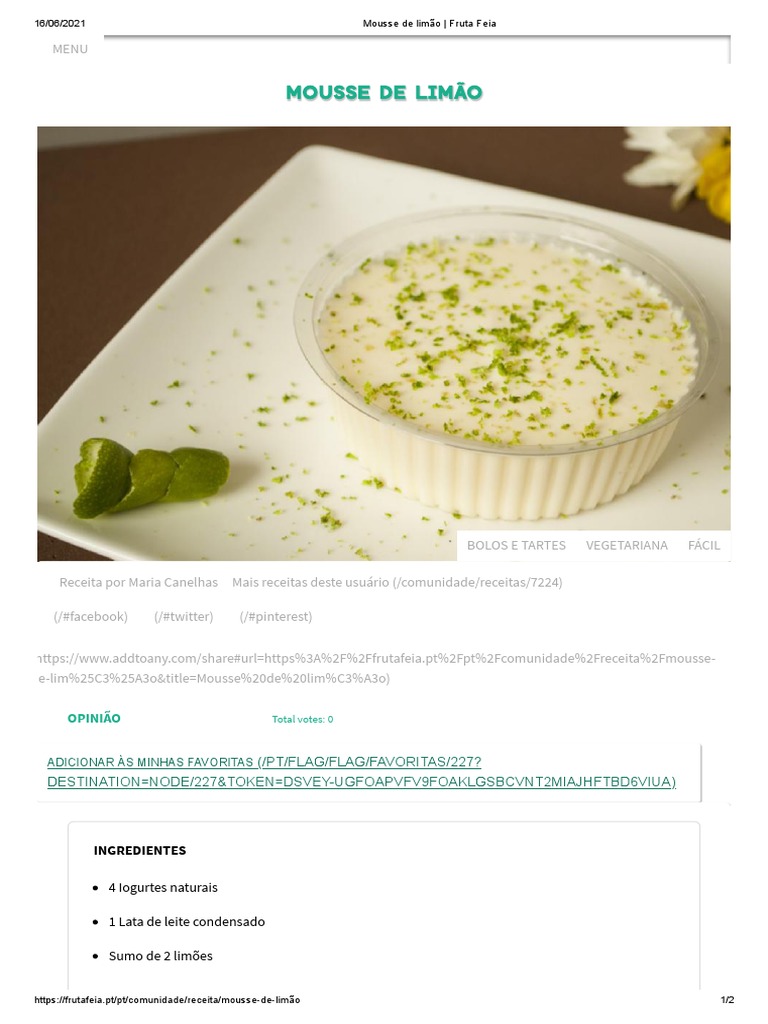 Mousse de Limão - Fruta Feia | PDF