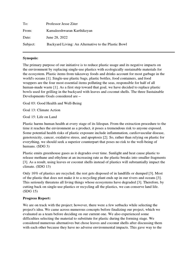 Progress Report Memo | PDF | Plastic | Recycling