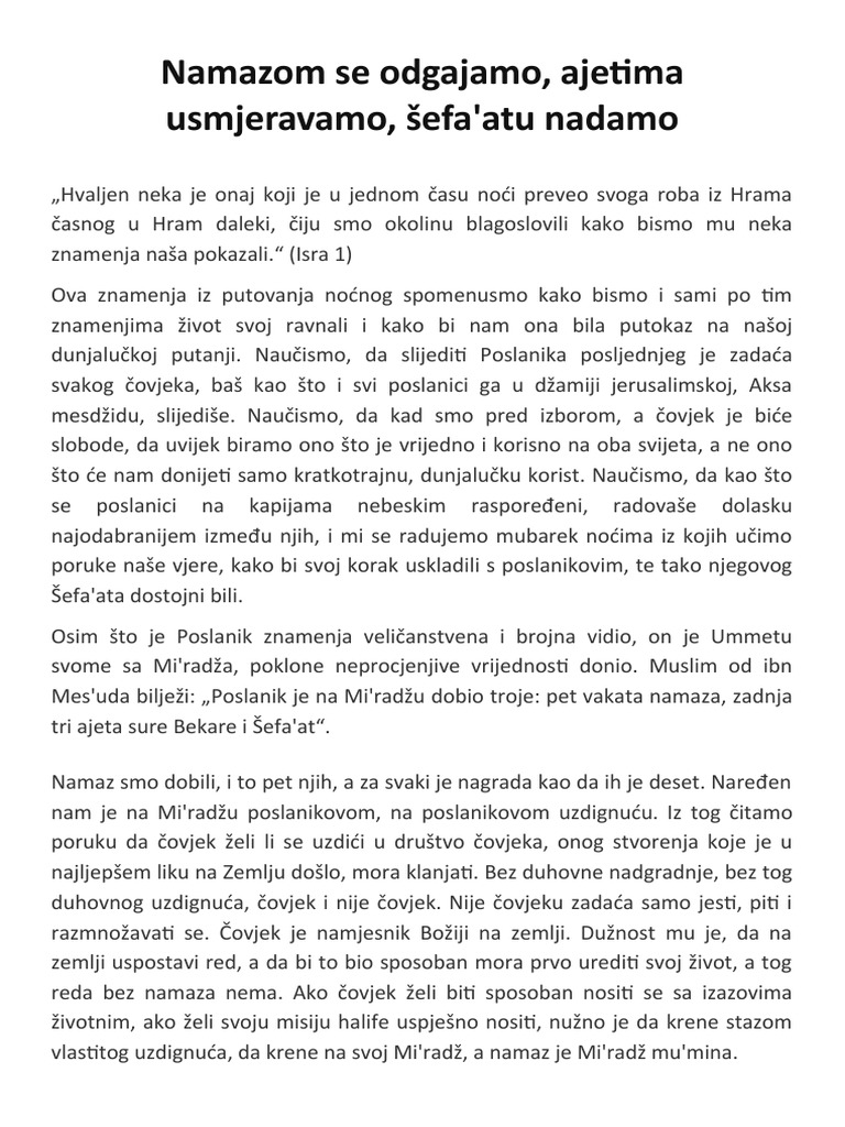 Namazom Se Odgajamo | PDF