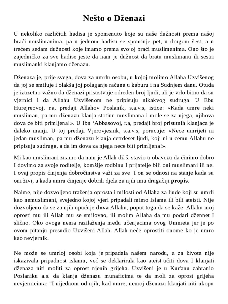 Nešto o Dženazi | PDF