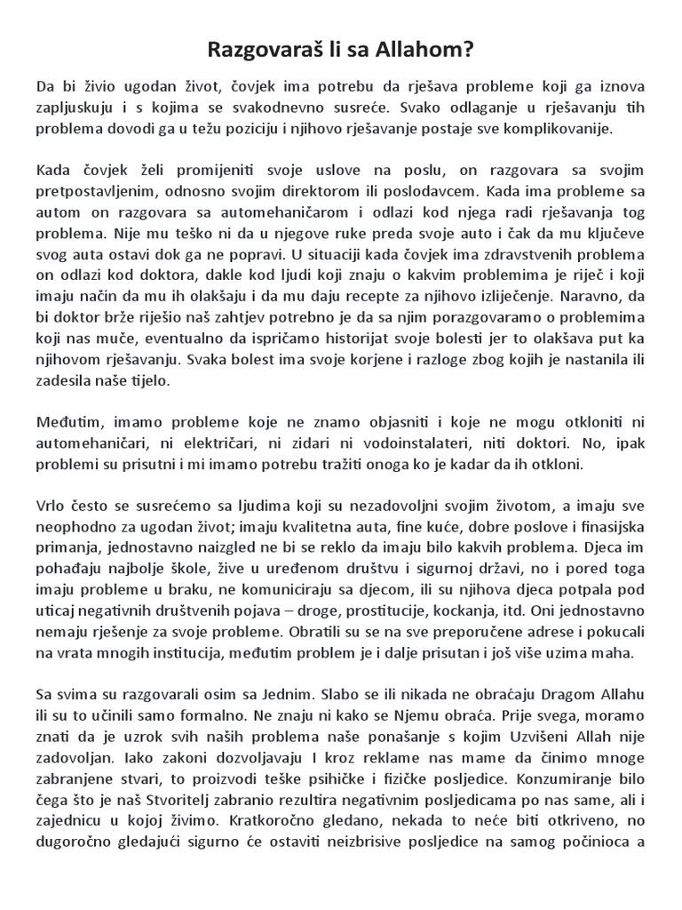 Razgovaraš Li Sa Allahom? | PDF