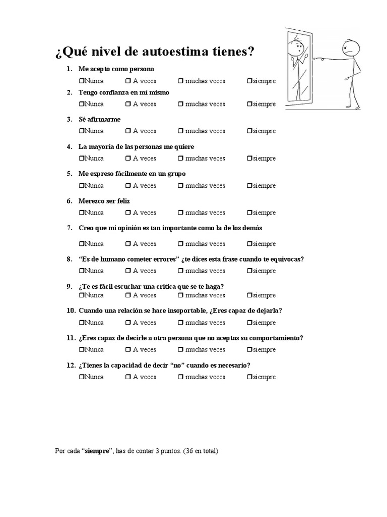 test de nivel de autoestima | PDF