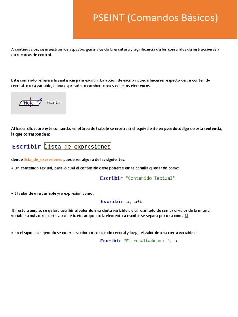 Comandos Básicos de Pseint | PDF | Algoritmos | Lógica