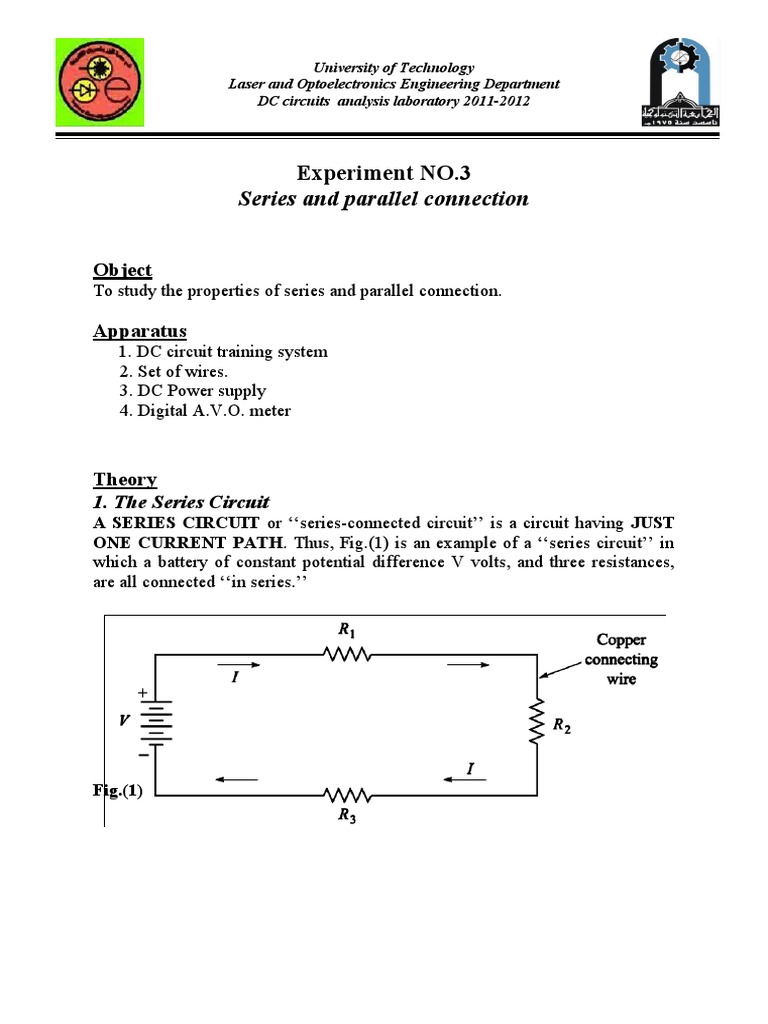 Experiment NO.3 | PDF | Series And Parallel Circuits | Voltage