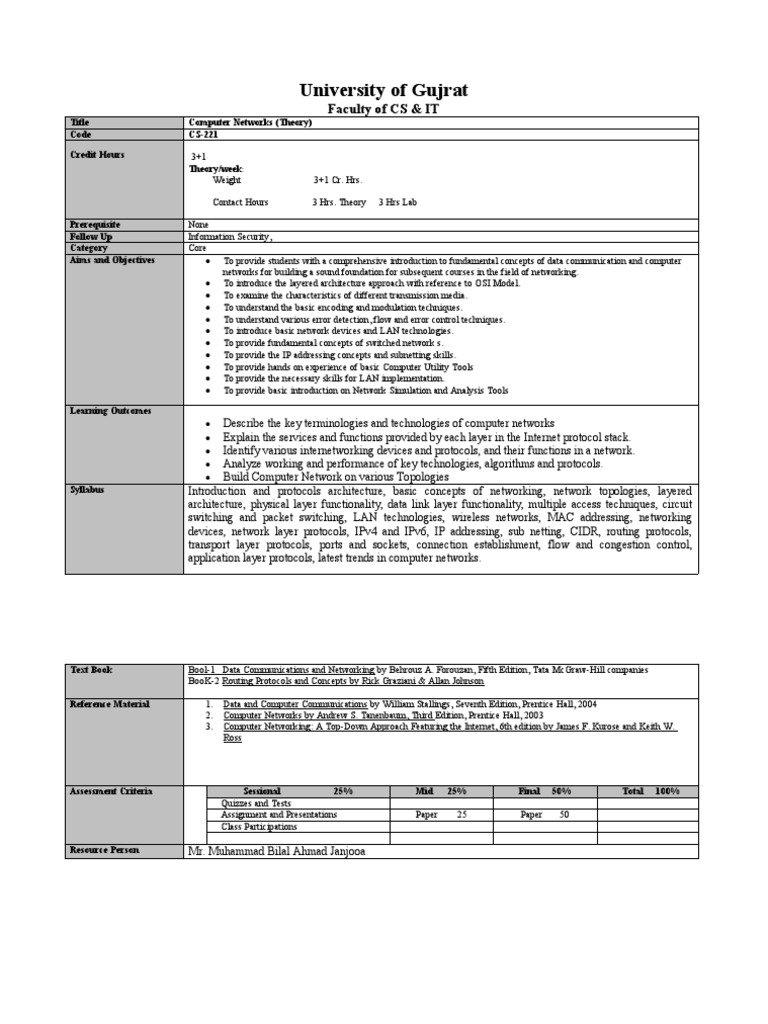 Computer Networks CS-221 | PDF | Computer Network | Internet Protocols
