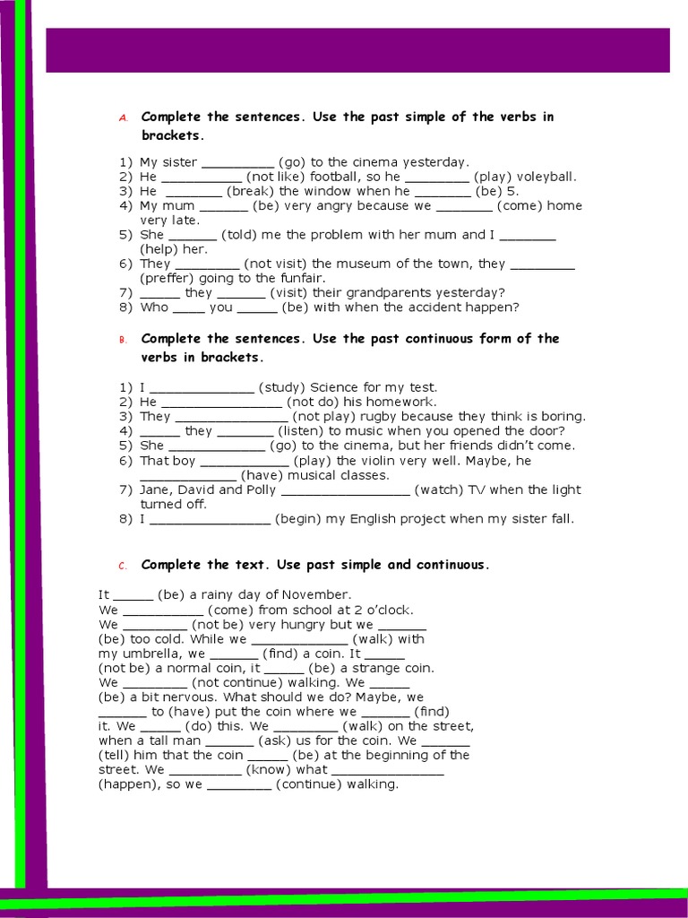 Past Simple Vs Past Continuous | PDF
