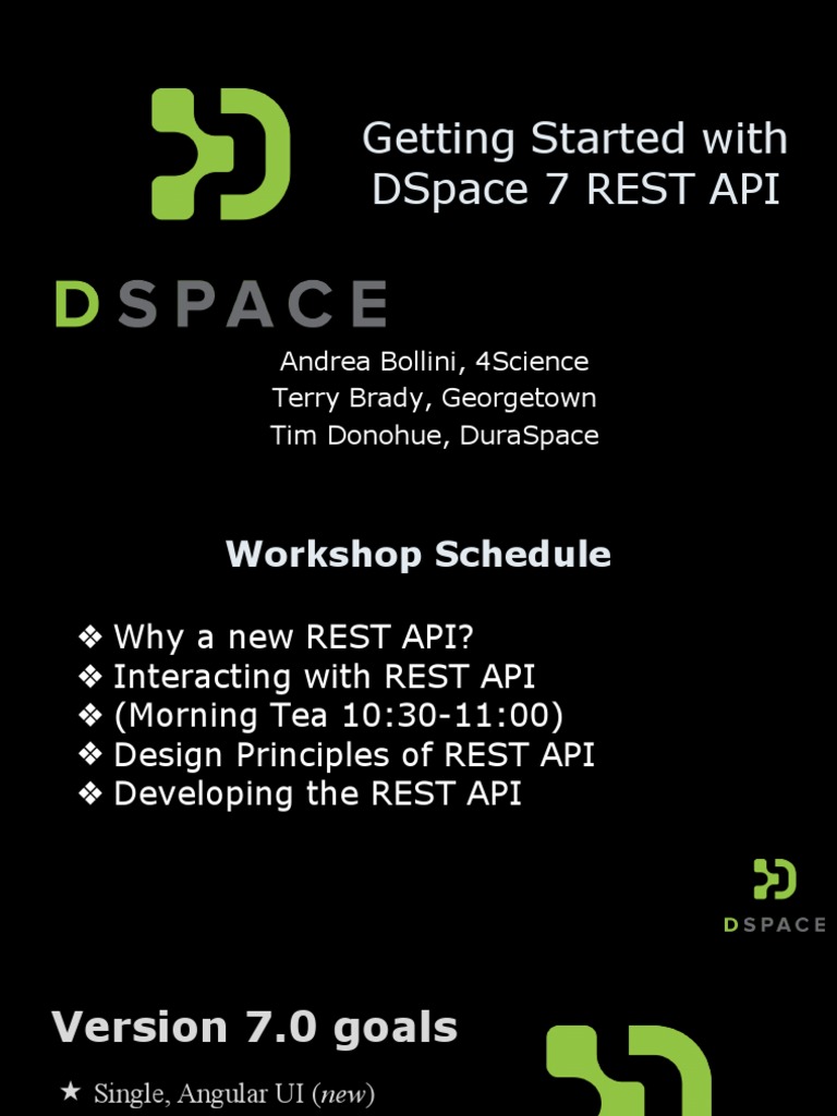 OR2018 Workshop - Getting Started With DSpace 7 REST API | PDF ...