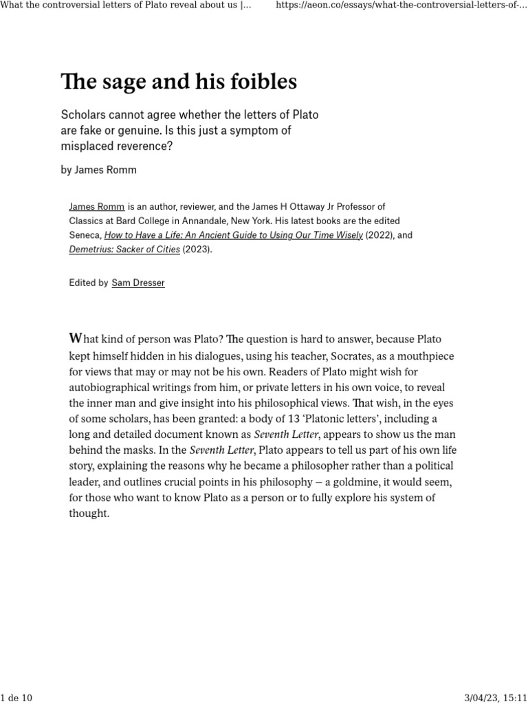 What The Controversial Letters of Plato Reveal About Us Aeon Essays ...