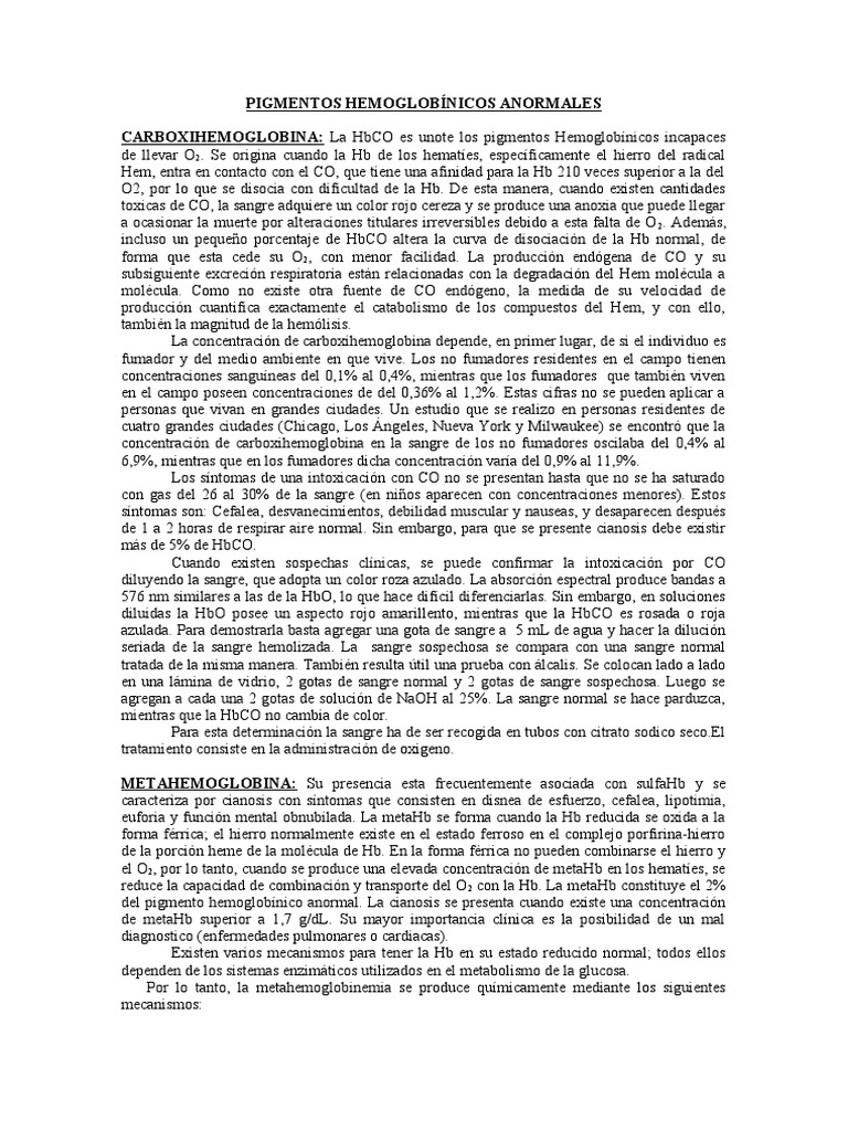 Pigmentos Hemoglobínicos Anormales | PDF | Glóbulo rojo | Difusión