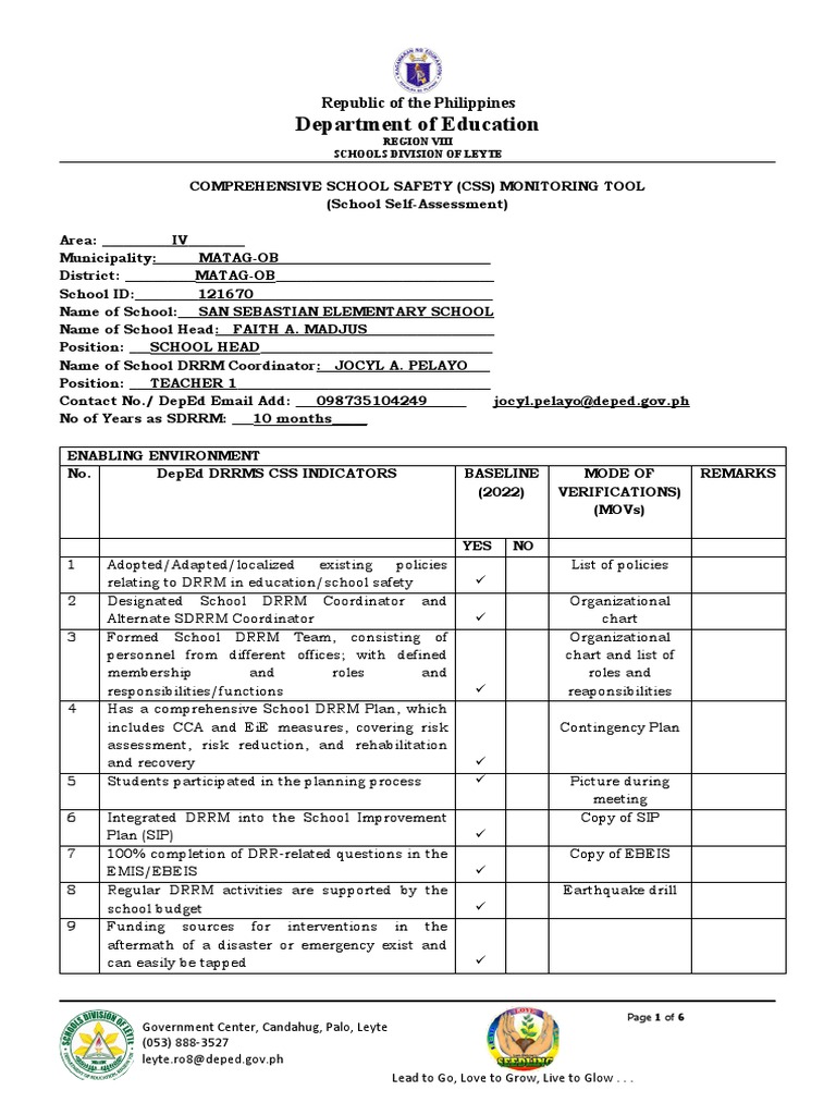 DRRM-Comprehensive-School-Safety-Monitoring-Tool | PDF | Disaster Risk ...
