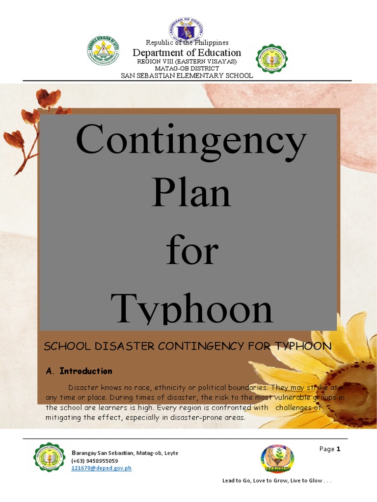 Sses Contingency Plan For Typhoon | PDF | Hazards | Disasters