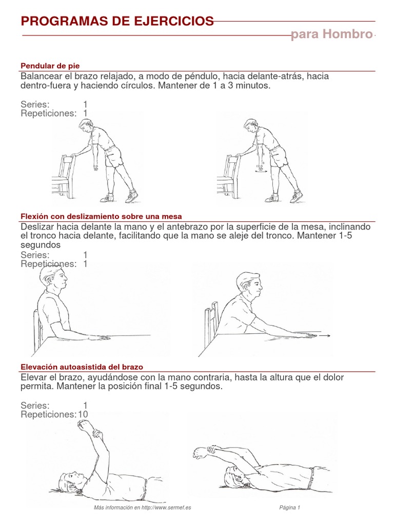 Ejercicios Generales de Movilidad y Fuerza Hombro | PDF | Hombro | Codo