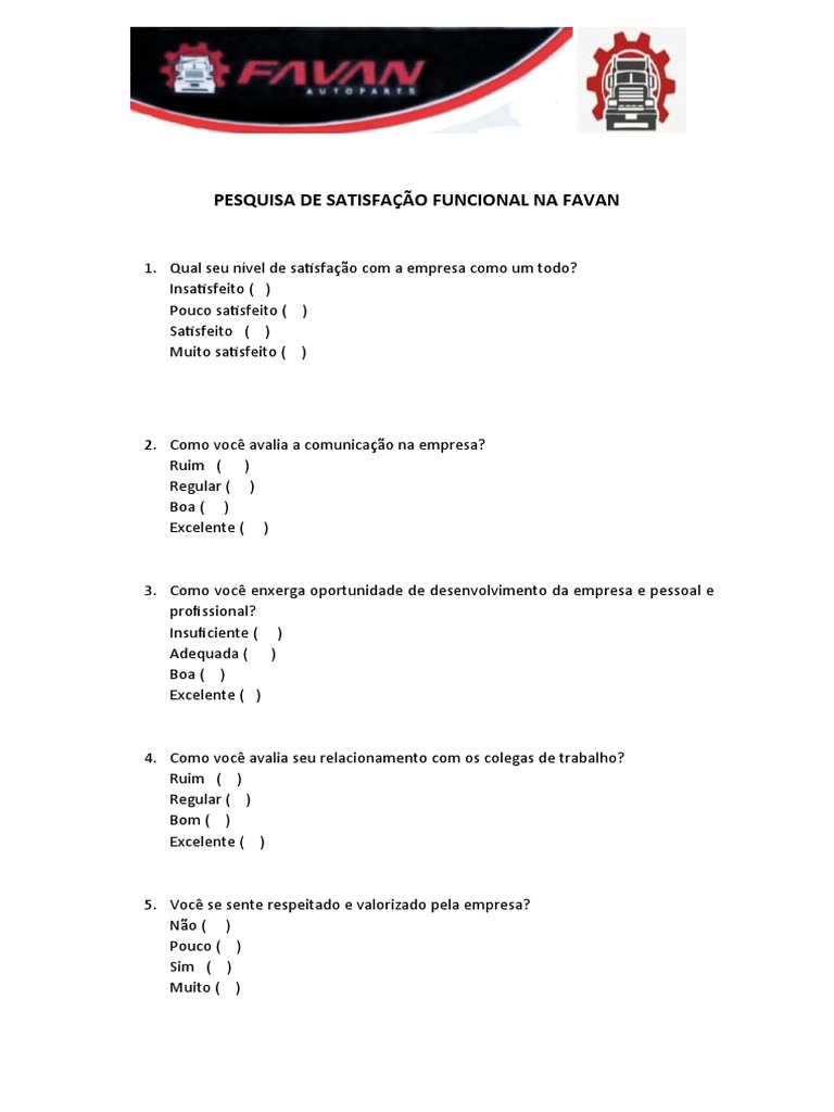 Pesquisa de Satisfação Funcional Na Favan | PDF