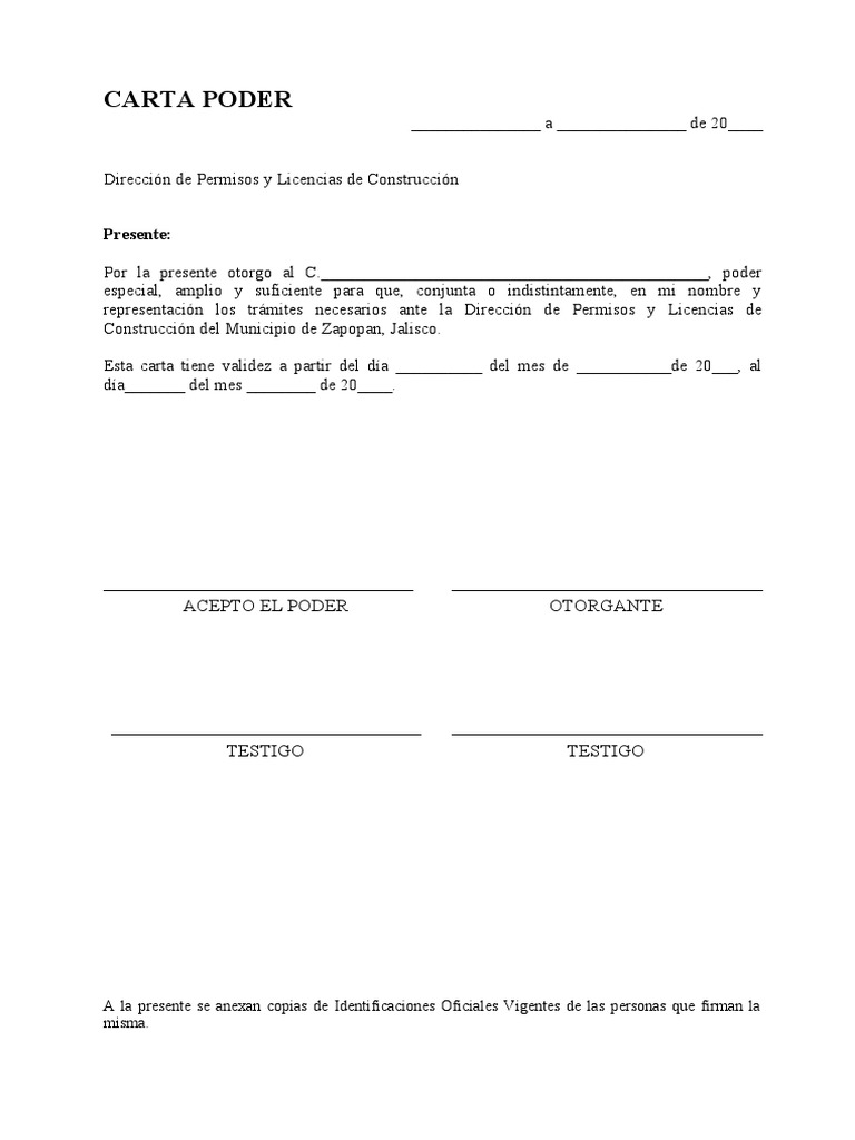 Carta Poder: Presente | PDF