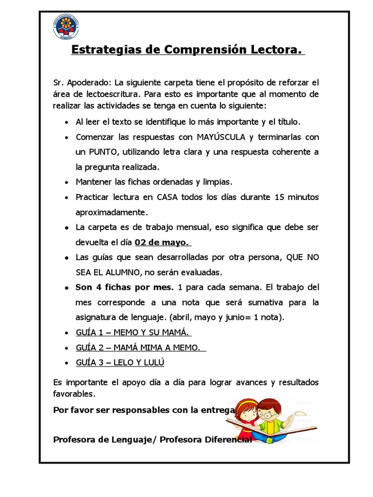 Estrategias de Comprensión Lectora 3°A ADAPTADAS | PDF | Cognición ...