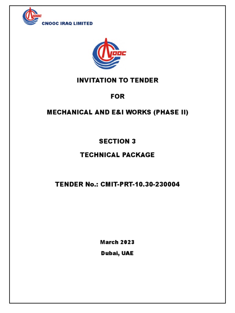 Invitation To Tender FOR Mechanical and E&I Works (Phase Ii) | PDF | Specification (Technical ...