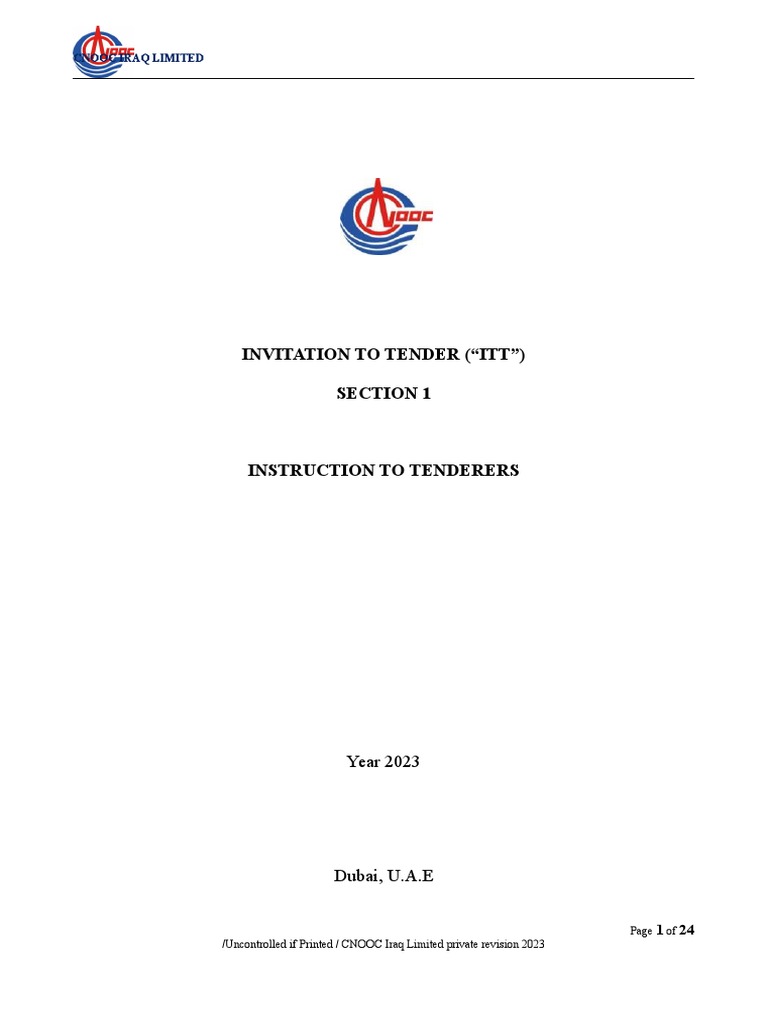 1.0. SECTION 1 - ITT - INSTRUCTIONS TO TENDERERS - Updated (20230211 ...