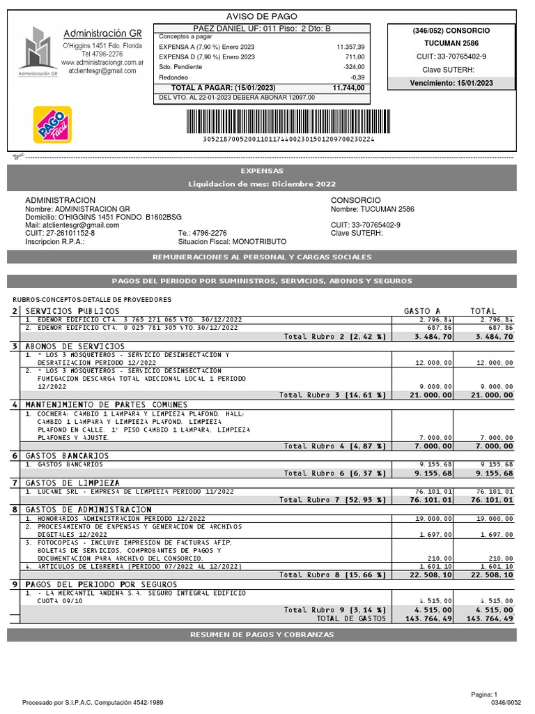 Expensas Enero | PDF