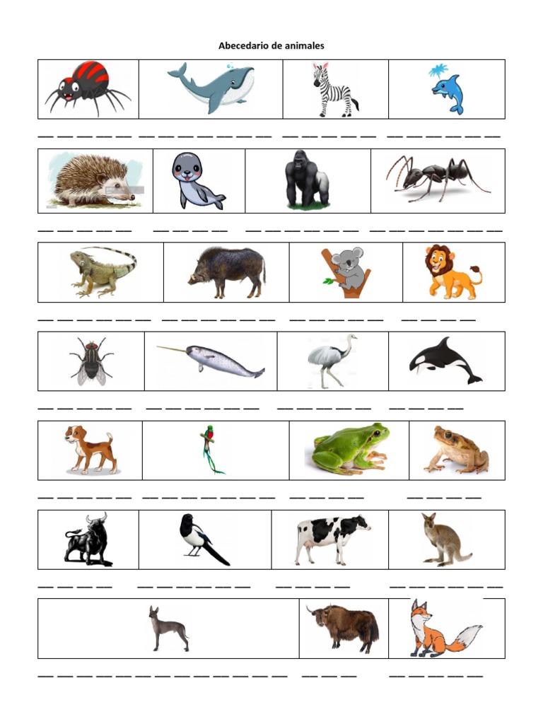 Ejercicio (Abecedario Con Animales) | PDF