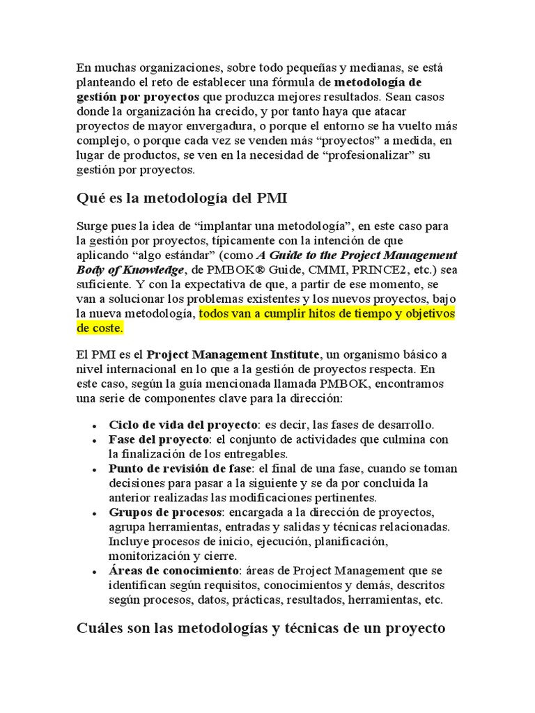 Qué Es La Metodología Pmi : Metodología pmi en construcción para ...